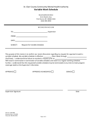 Fillable Online 198 109 89 Variable Work Schedule Fax Email Print ...