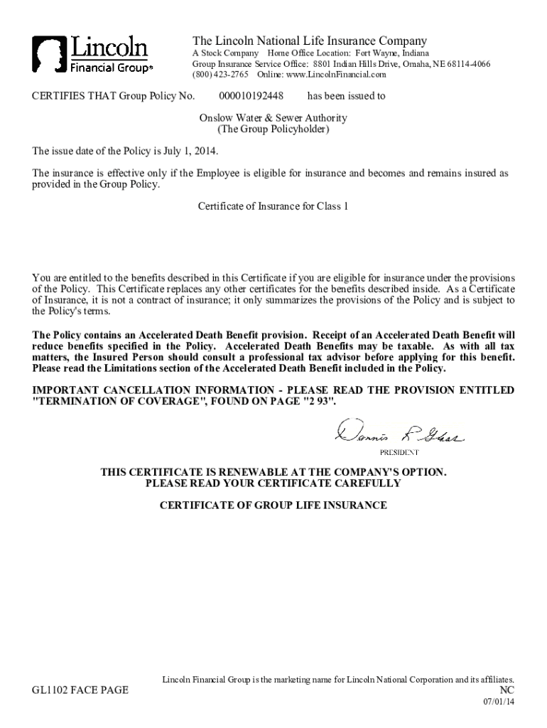 Fillable Online You are entitled to the benefits described in this ...