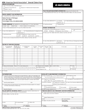 Fillable Online ADA - Dental Claim Form HEADER INFORMATION 1. Type ...