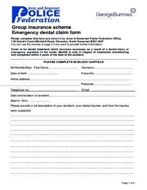 Fillable Online Group insurance scheme Emergency dental claim form Fax ...