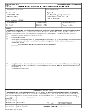 Fillable Online RLS (USA) Inc. - NRC Form 591M Part 1, Inspection ...