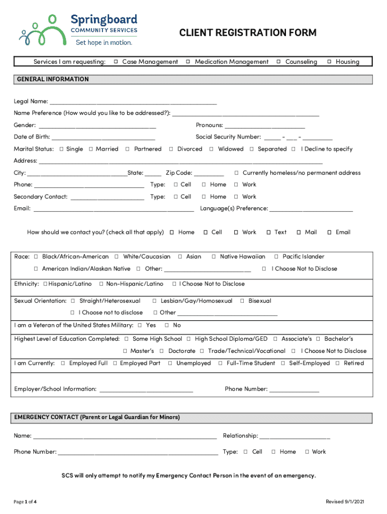 Fillable Online CLIENT REGISTRATION FORM Date: Print Full ... Fax Email ...