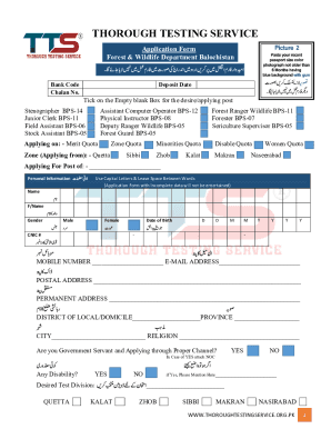 Fillable Online Thorough Testing Service (TTS) Application Form Fax ...