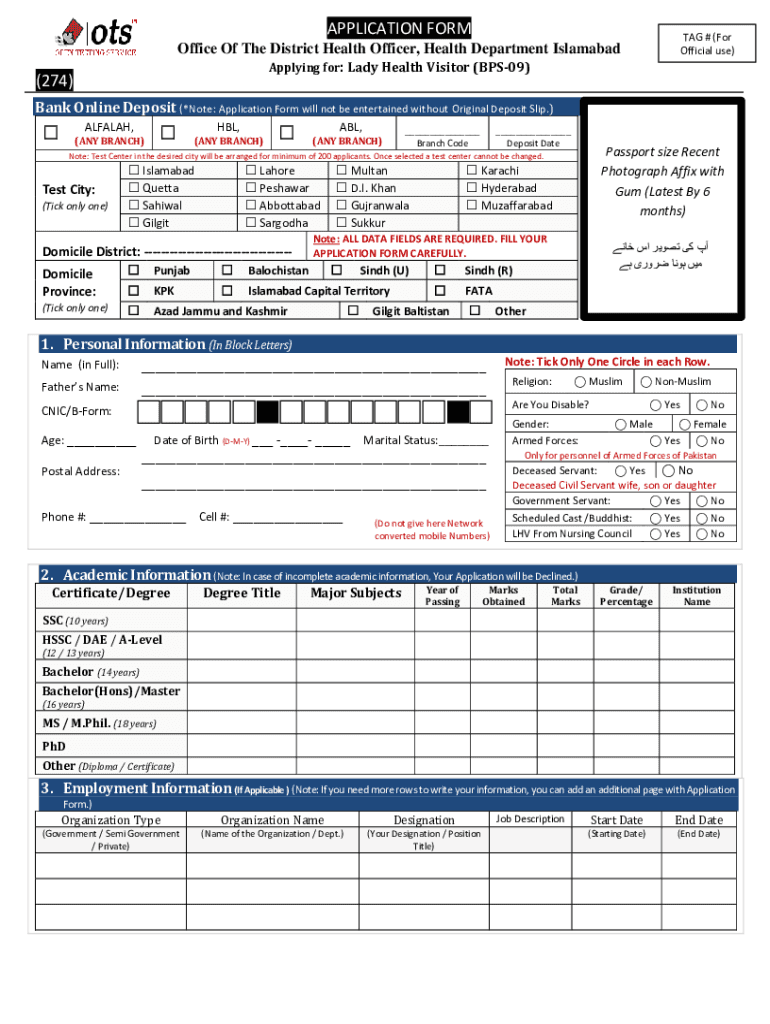 Fillable Online Lady-Health-Visitor-Application-Form-OTS- ... Fax Email ...