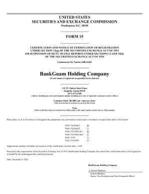 Fillable Online Form 15 12G Securities registration Termination Section ...