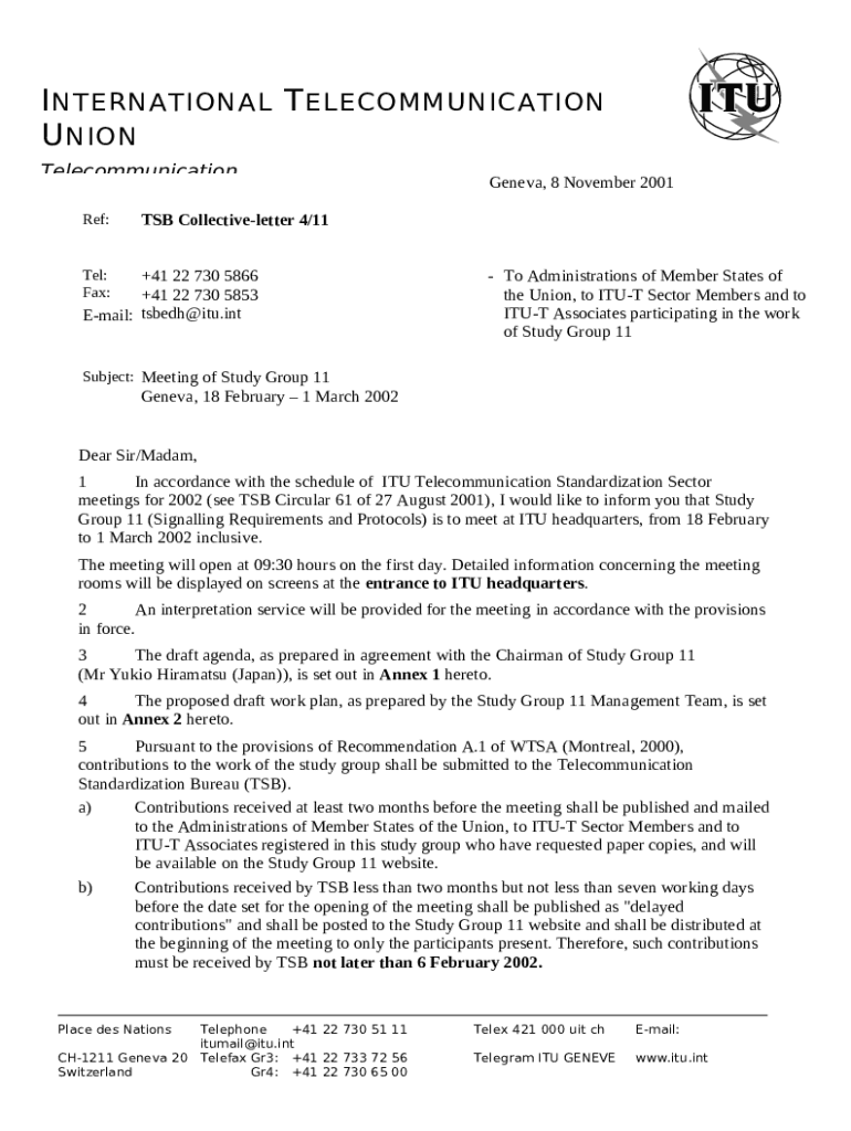 TSB Collective-letter 4/11 Doc Template | pdfFiller