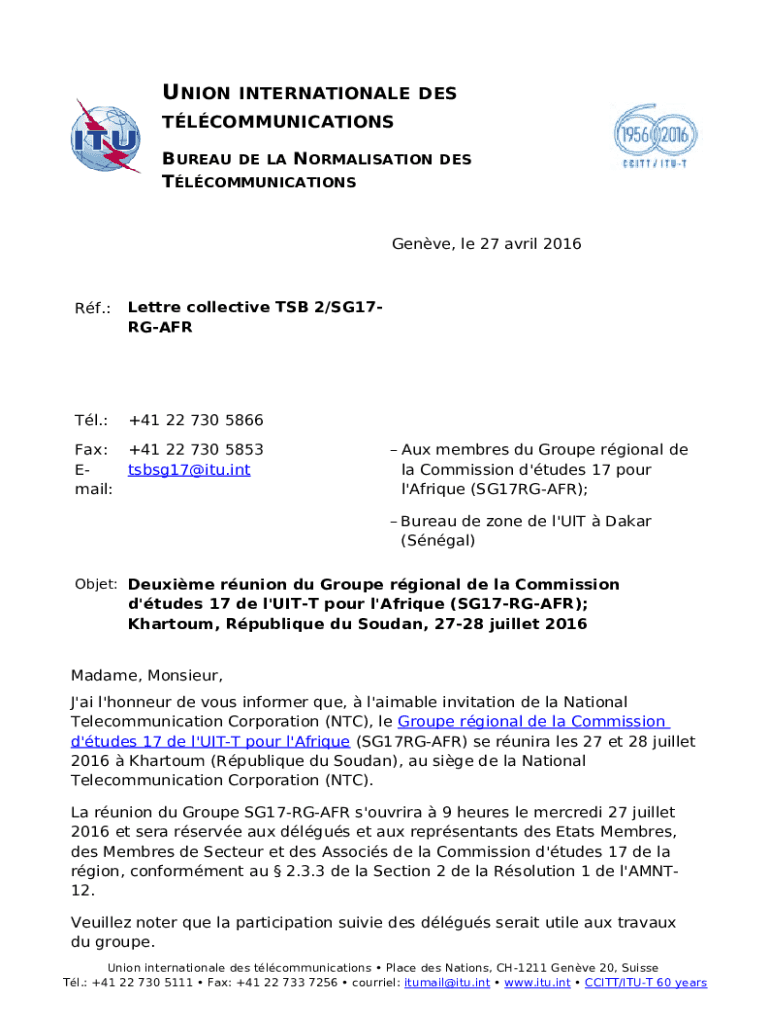 Fellowship request Meeting of ITU-T SG3RG-AFR Doc Template | pdfFiller