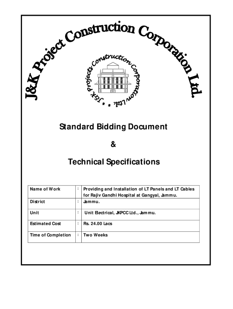 Fillable Online Standard Bidding Document & Technical Specifications ...