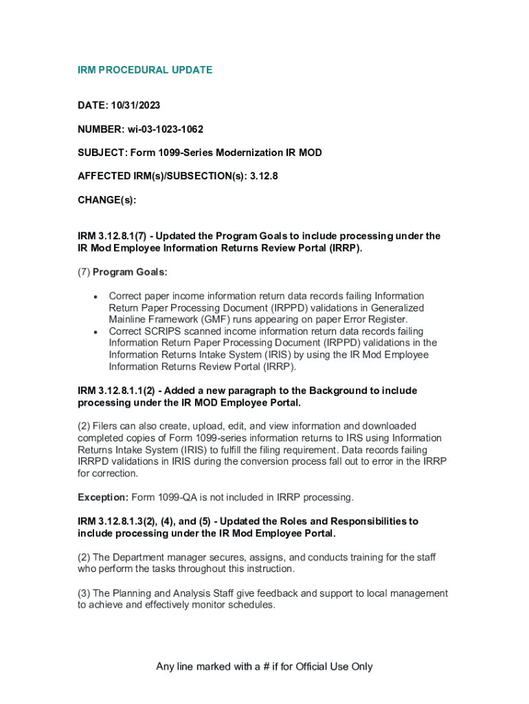 Fillable Online Form 1099-Series Modernization IR MOD Fax Email Print ...