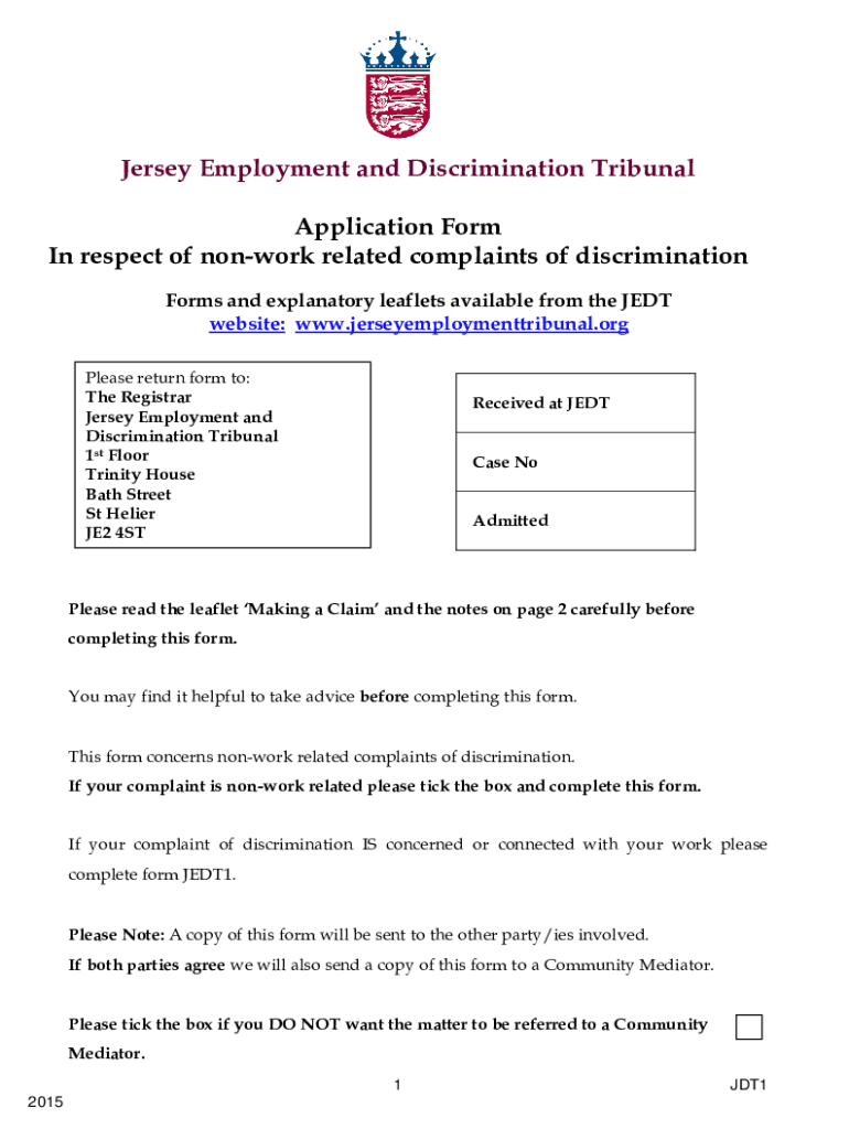 Fillable Online Forms and explanatory leaflets available from the JEDT Fax Email Print - pdfFiller