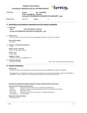 Fillable Online SAFETY DATA SHEET - Lyreco Group Fax Email Print ...