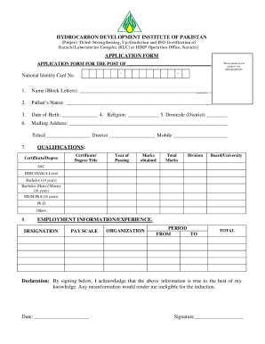 Fillable Online Application form for the Post of DG HDIP Fax Email ...