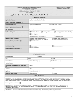Fillable Online eec ky DEP 4505 Application for a Biosolids Landfarming ...