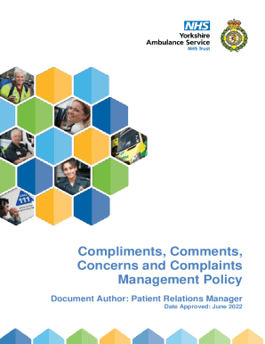 Fillable Online Complaints, Concerns, Comments & Compliments (4C's) ... Fax Email Print - pdfFiller