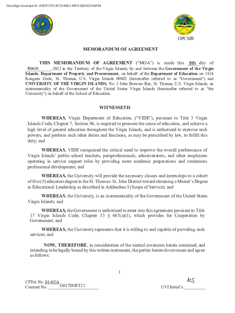 Fillable Online Executed MOA G017DOET23-UVI.pdf Fax Email Print - pdfFiller