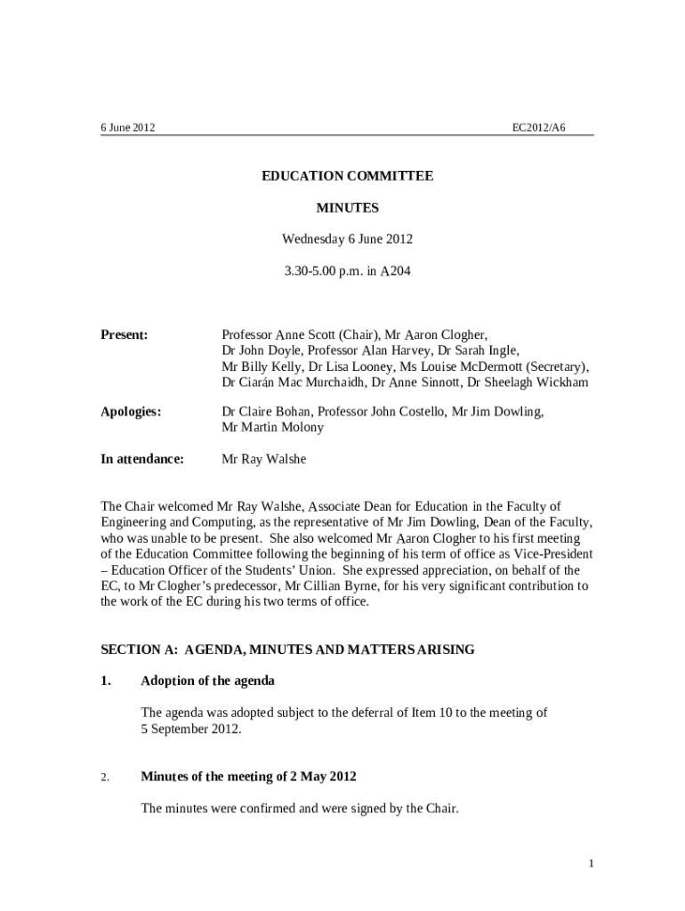 Present:Professor Anne Scott (Chair), Mr Aaron Clogher, Doc Template ...