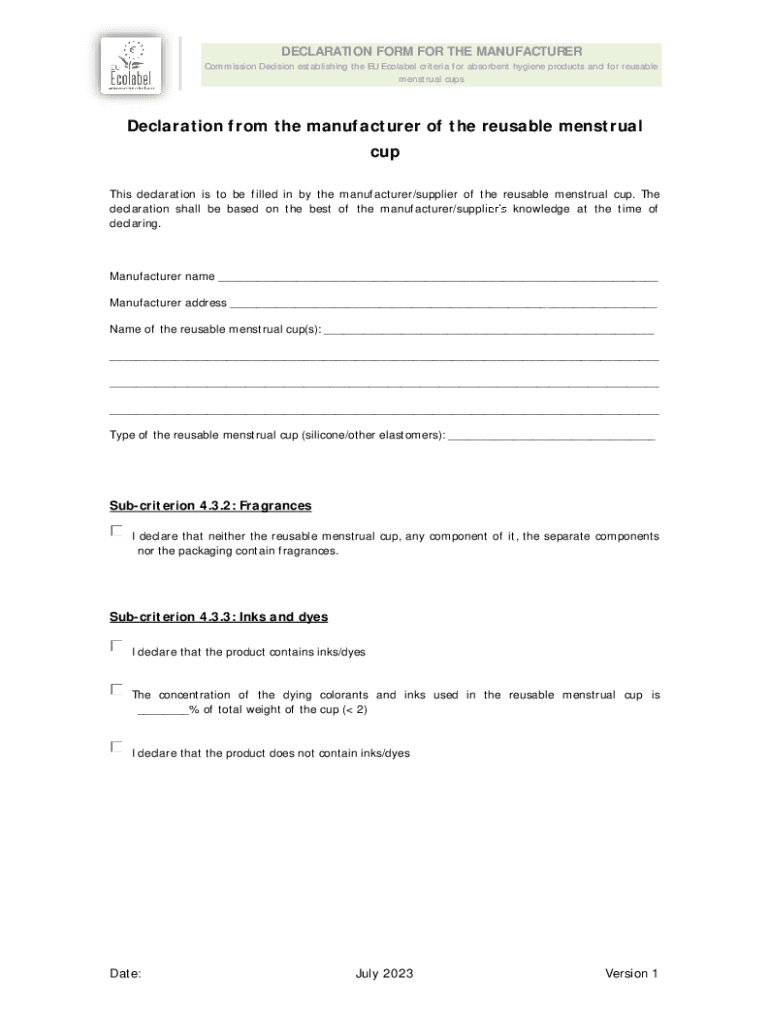 Fillable Online Declaration from the manufacturer of the reusable ...