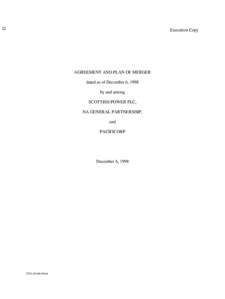 Fillable Online Execution Copy AGREEMENT AND PLAN OF MERGER ... Fax ...