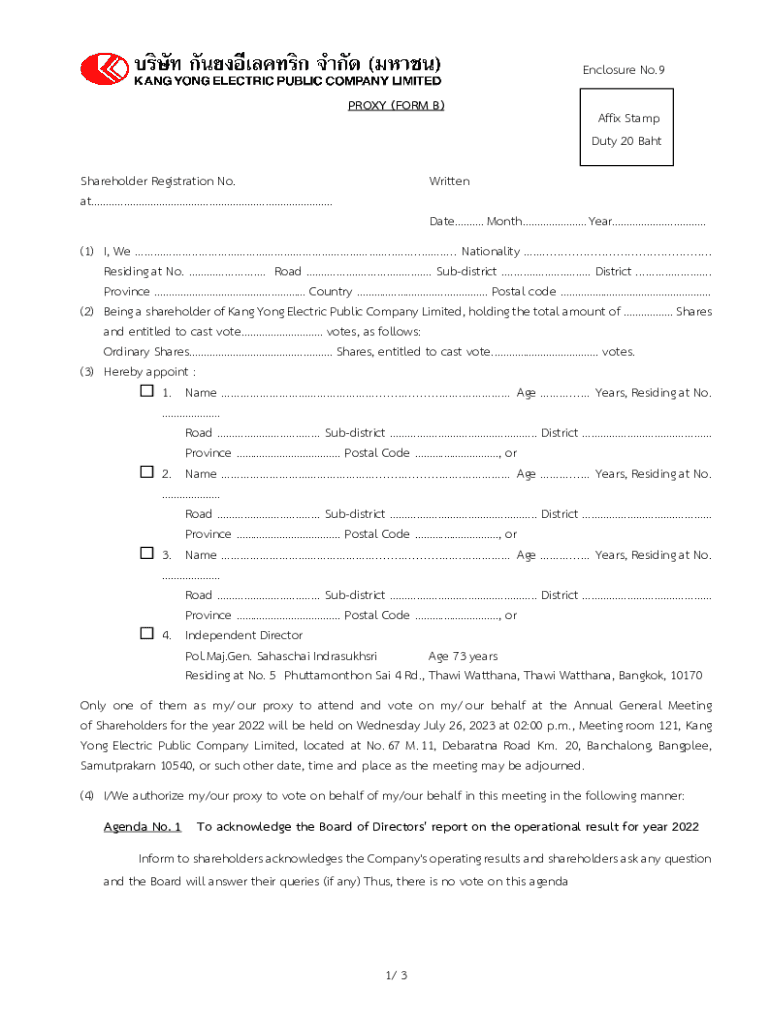 Fillable Online Fillable Online acap co Attachment 9 Proxy Form B (Voting ... Fax Email Print ...
