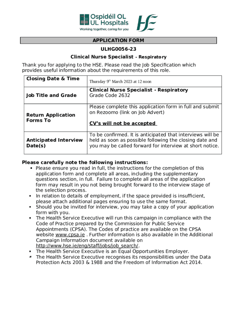 application - Health Service Executive - StudyLib Doc Template | pdfFiller