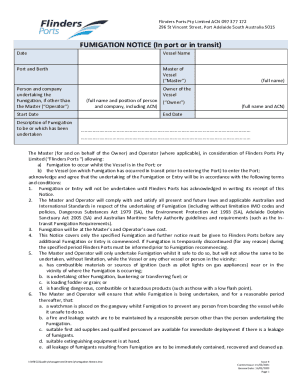Fillable Online FUMIGATION NOTICE (In port or in transit) Fax Email ...