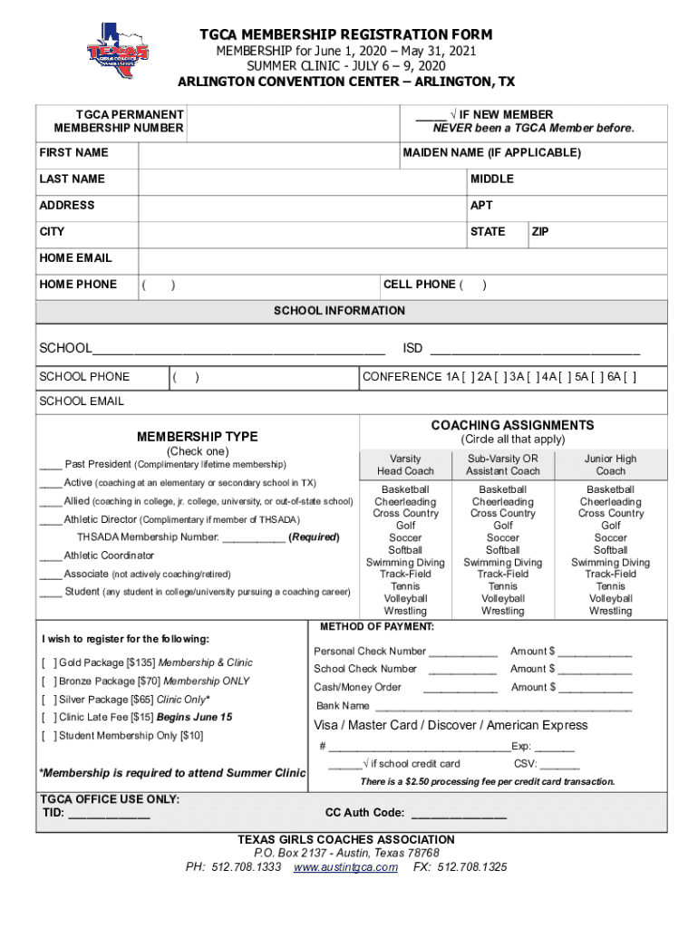 Fillable Online Tgca membership WebTexas Gun Collectors Association ...