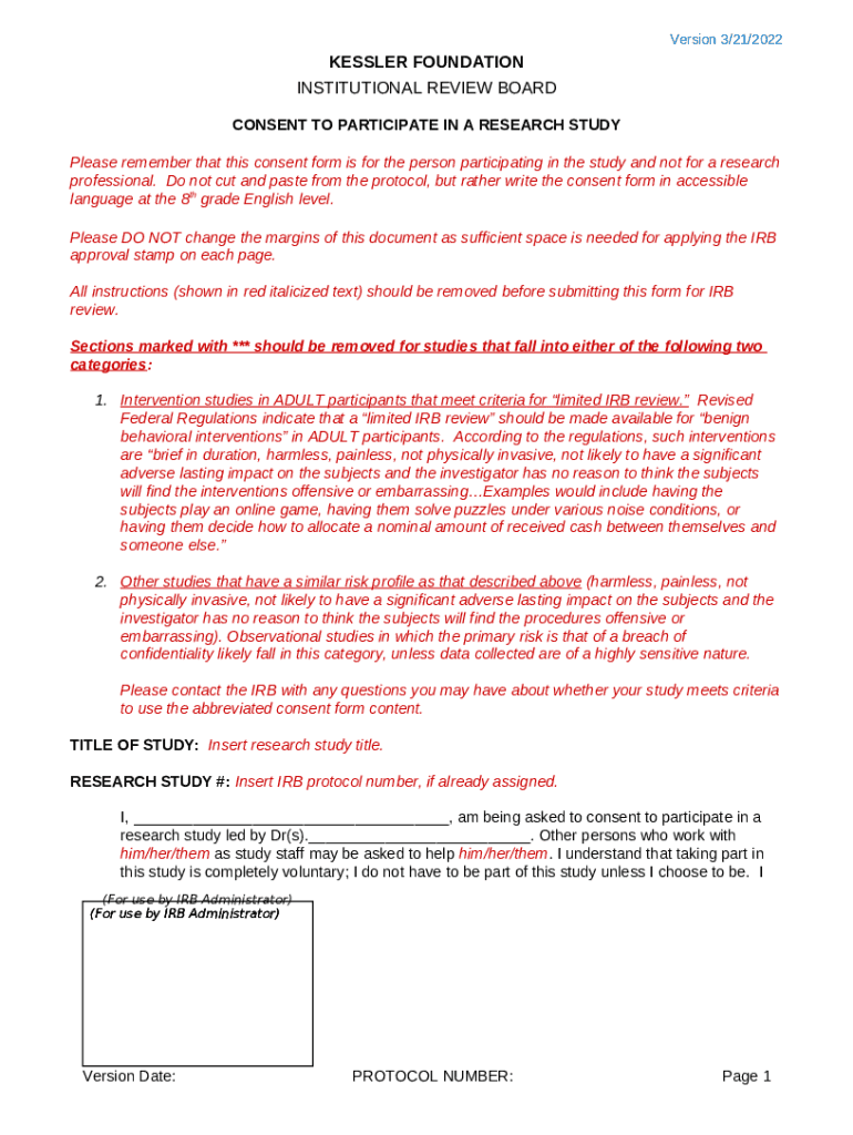 irb research packet Doc Template | pdfFiller