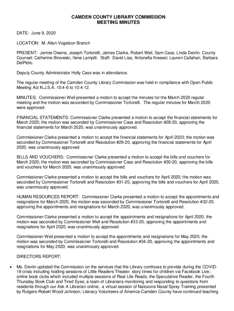 Fillable Online PRESENT: Jennie Owens, Joseph Tortorelli, James Clarke ...