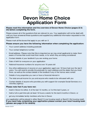 Fillable Online Devon Home Choice Application Form - Start Fax Email Print - pdfFiller