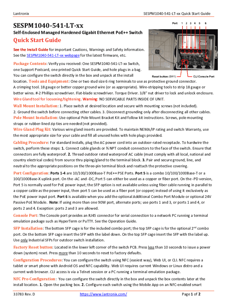 Fillable Online Hardened Managed Ethernet Switches Quick Start Guide Fax Email Print - pdfFiller