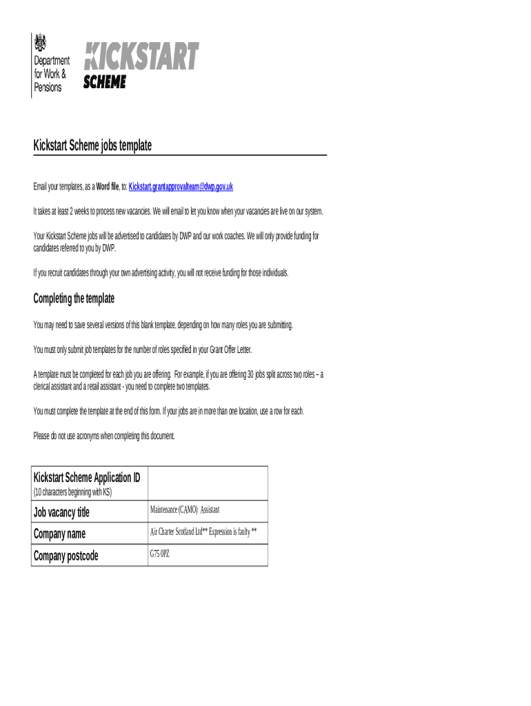 The Kickstart Scheme is designed to create ... Doc Template | pdfFiller