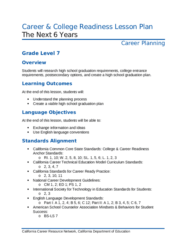 Students will research high school graduation requirements, college ...