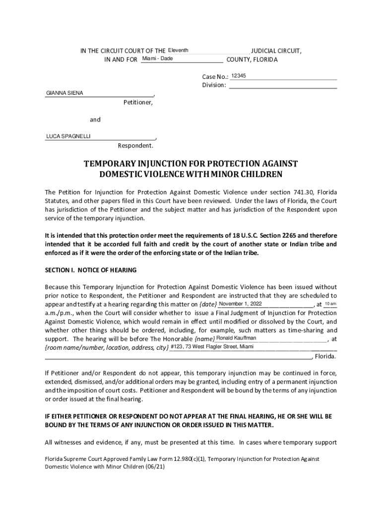 Fillable Online Florida Supreme Court Approved Family Law Form 12.983(a ...