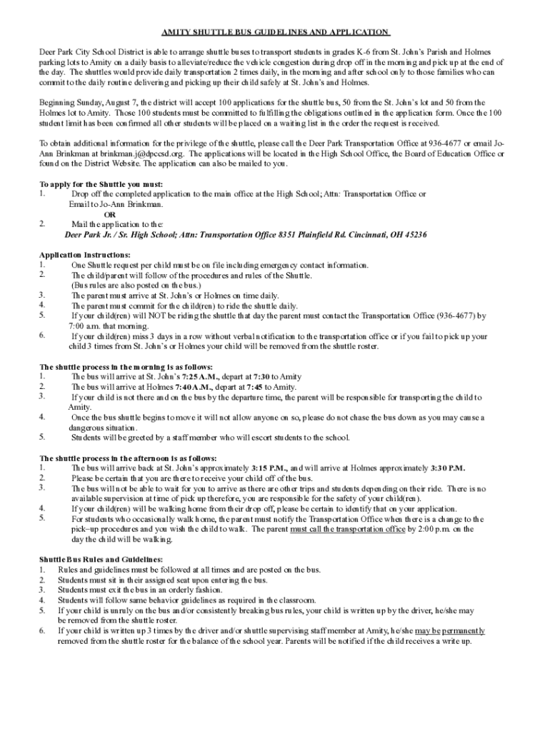 Fillable Online Shuttle Bus Registration Now Open Fax Email Print ...