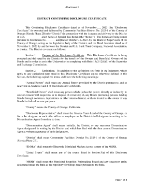 Fillable Online 2023-0004 - File 4) Continuing Disclosure Certificate ...