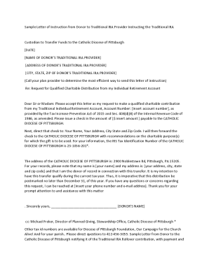 Fillable Online Sample Letter of Instruction from Donor to Traditional ...