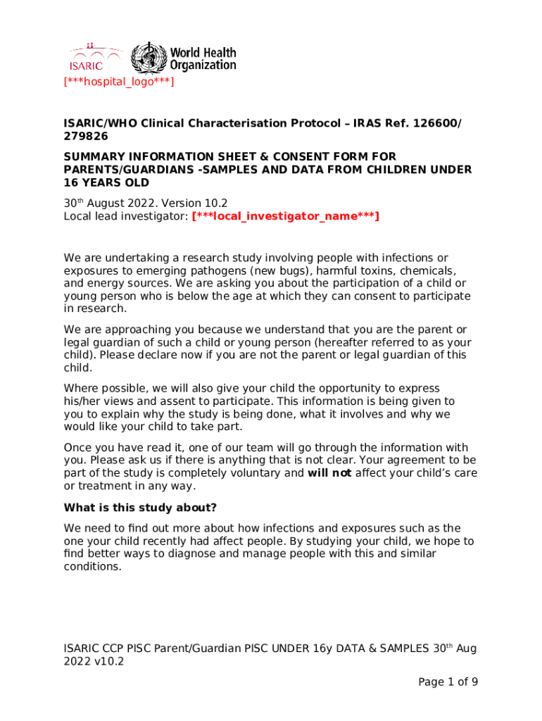 ISARIC/WHO Clinical Characterisation Protocol - IRAS Ref Doc Template | pdfFiller