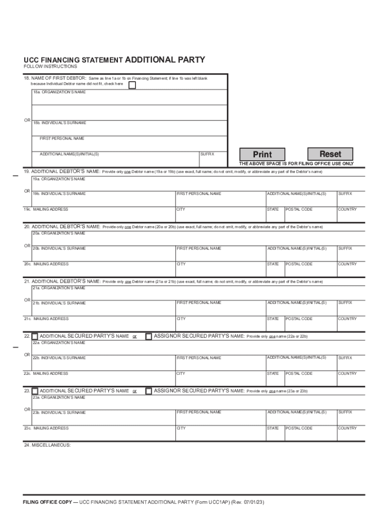 Fillable Online sos nebraska Instructions for Ucc Financing Statement ...