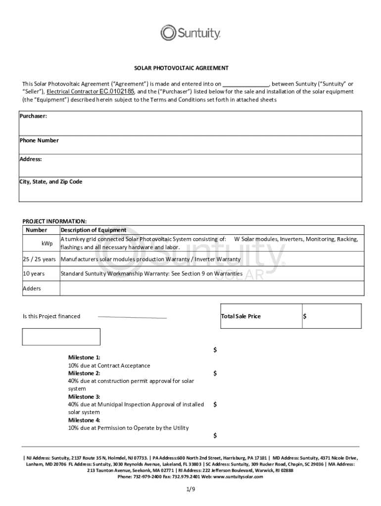 Fillable Online This SOLAR INSTALLATION AGREEMENT (the " ... Fax Email ...