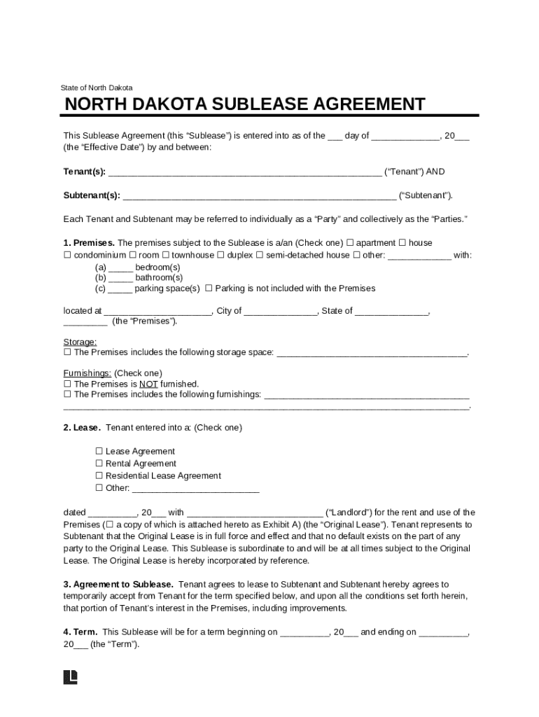 Free Sublease Agreement TemplatePDF & Word Doc Template | pdfFiller