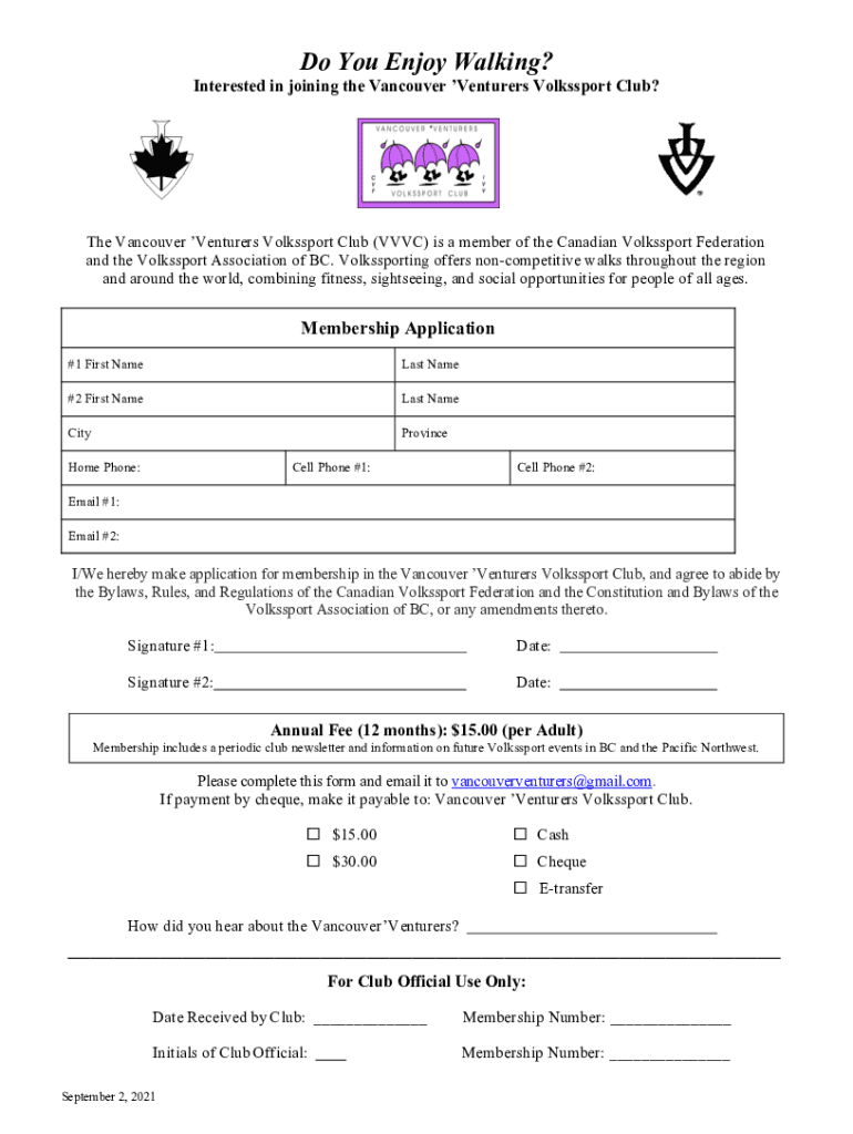 Fillable Online Fillable Online members shaw 2008 vvvc member form Fax ...