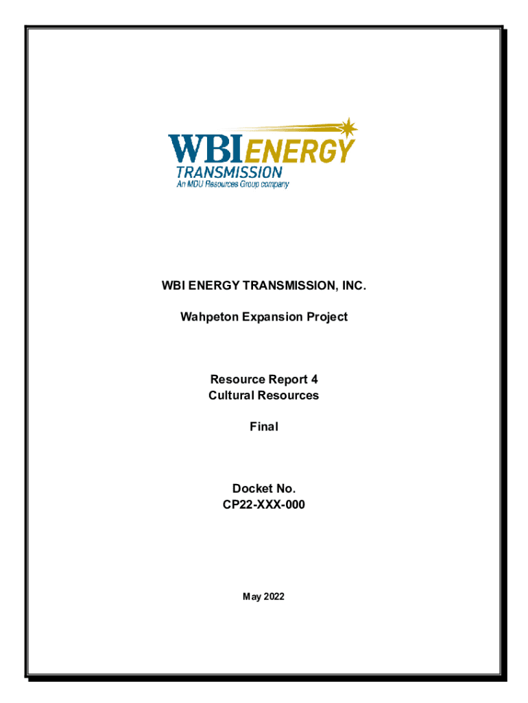 Fillable Online WBI Energy's Eastern North Dakota Natural Gas Pipeline ...
