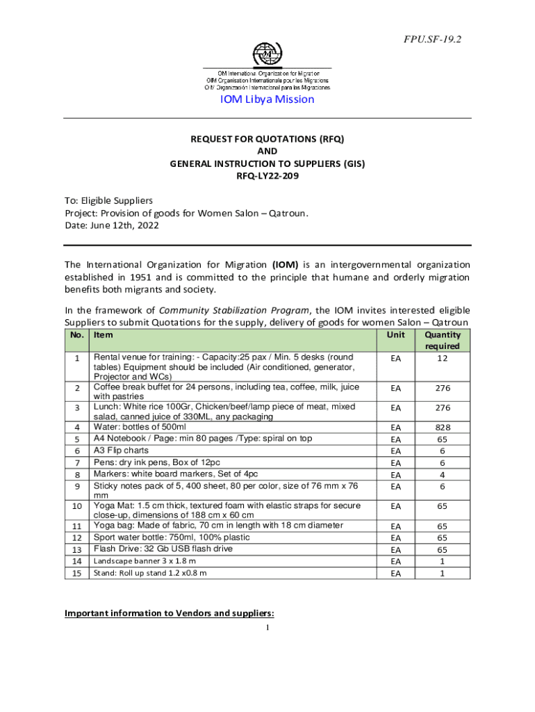 Fillable Online IOM Libya - International Organization for Migration Fax Email Print - pdfFiller