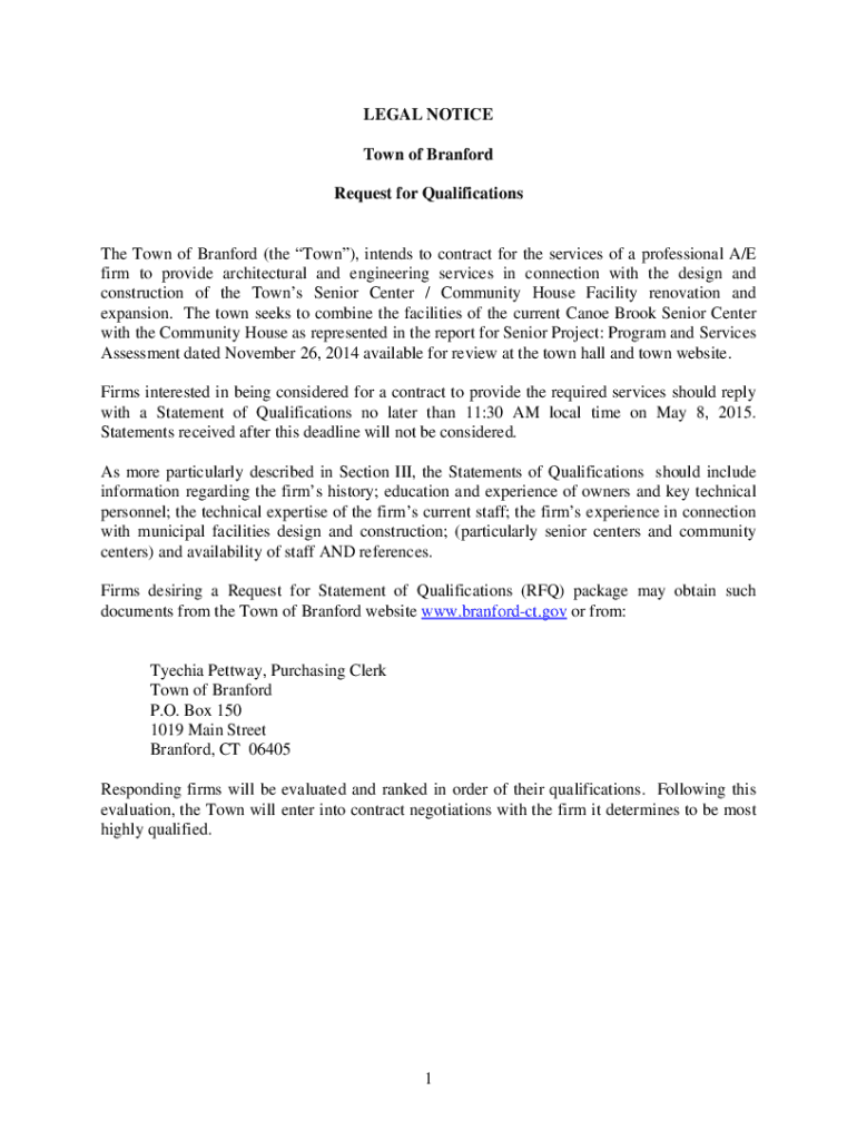 Fillable Online Town of Branford Police Department Request for Proposal ... Fax Email Print ...