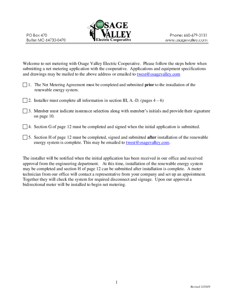 Fillable Online 1. The Net Metering Agreement must be completed and ...