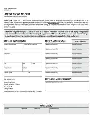 Fillable Online Temporary Michigan Ifta Permit Form. Log Sheet Template ...