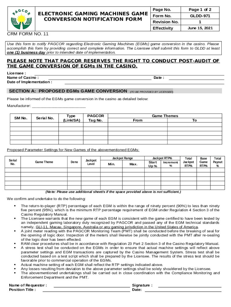 Electronic Gaming Machine Shutdown Notification Doc Template Pdffiller 