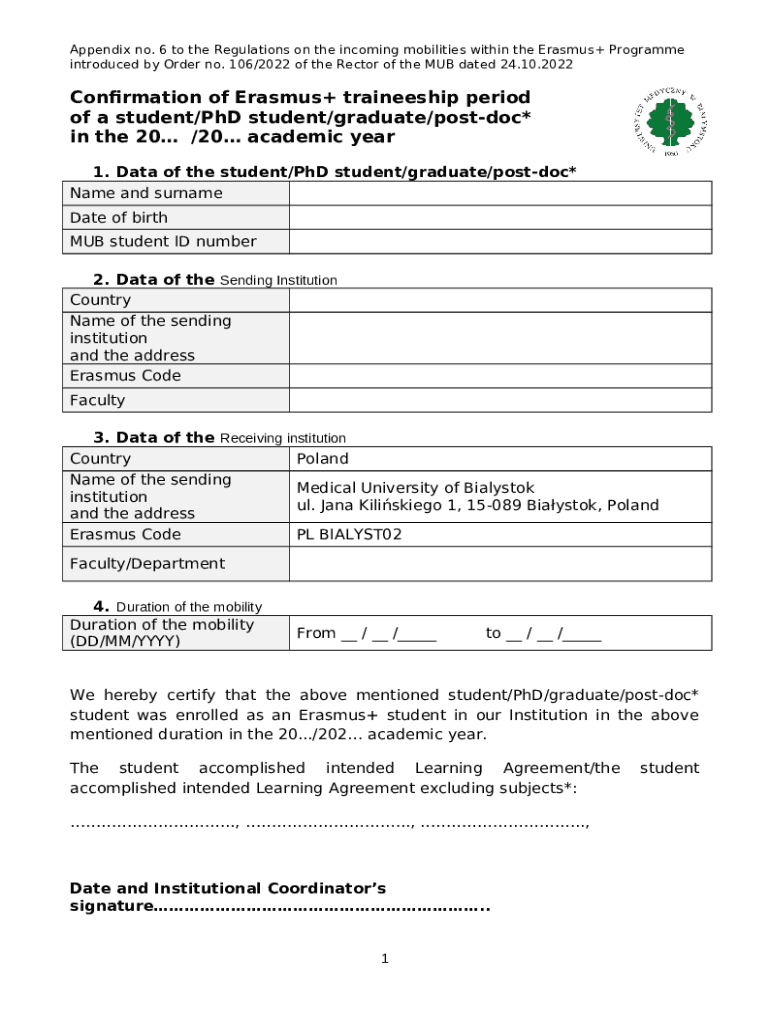 Learning Agreement for PhD-Mobility Doc Template | pdfFiller