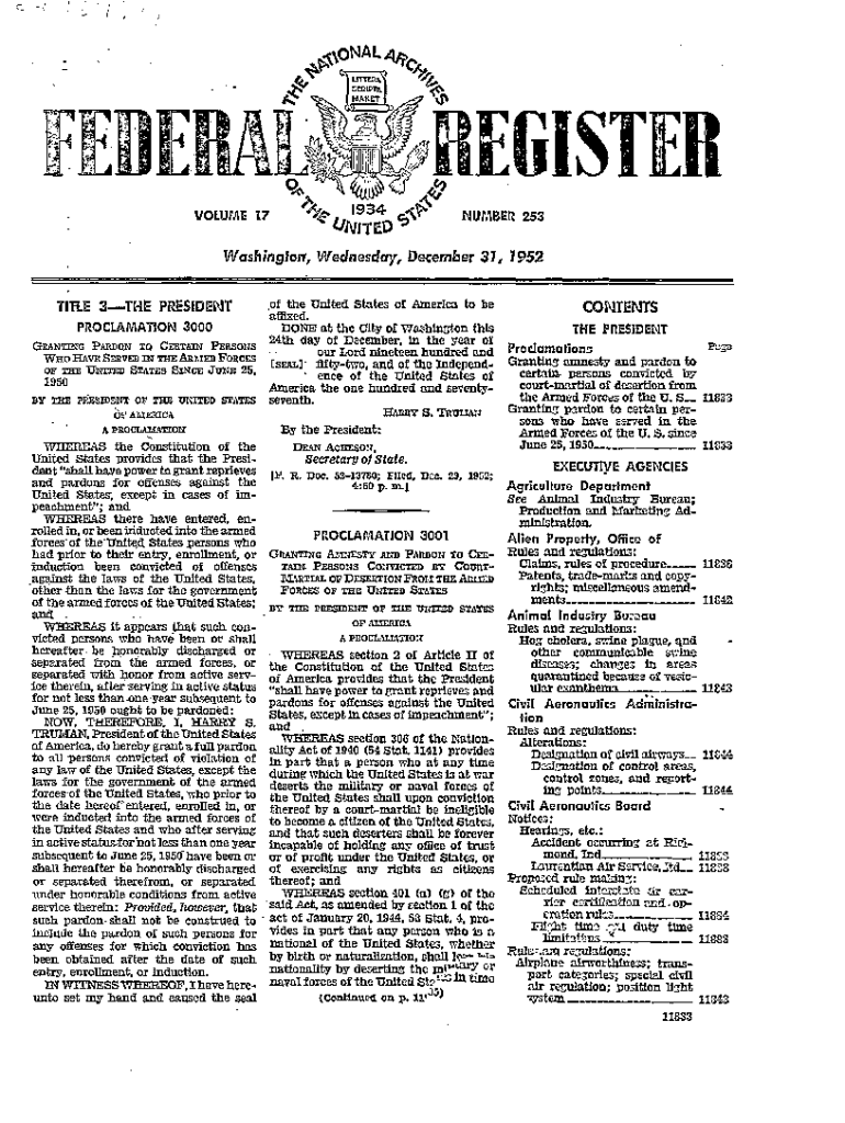 Fillable Online Proclamation 3000Granting Pardon to Certain Persons Who ...