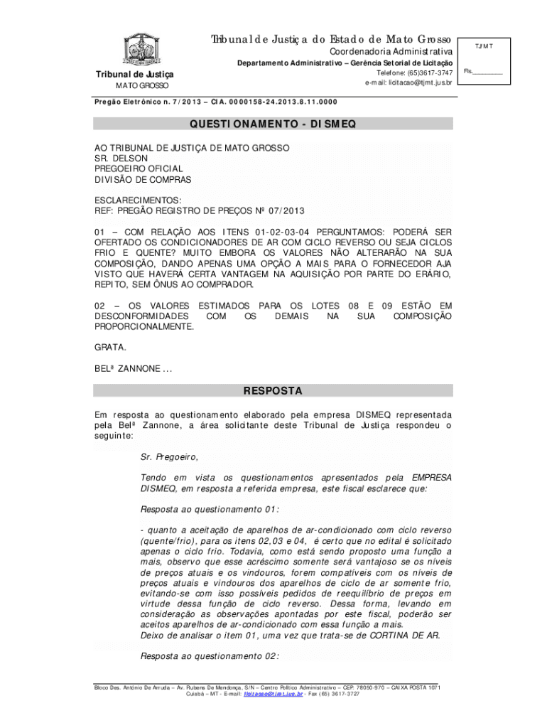 Preenchível Disponível Departamento Administrativo-Gerncia Setorial de Licitao Fax Email ...